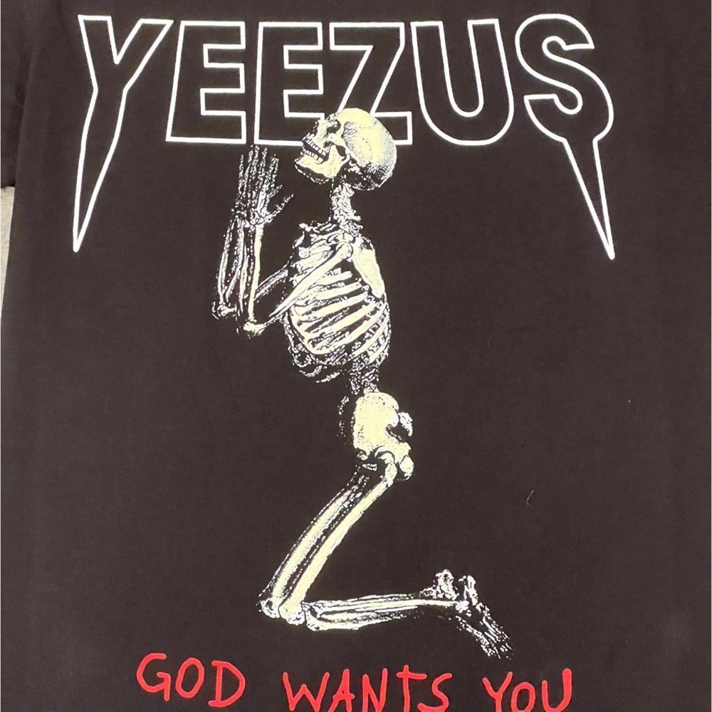 Yeezus God Wants You Praying Skeleton Black T-Shirt L… - Gem